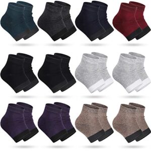 12 pairs cotton heel moisturizing socks open toe socks cracked gel heel socks foot toeless heel repair socks for women girls dry hard cracked feet (bright color)