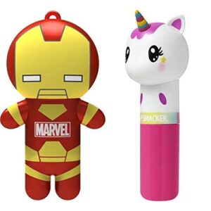 lip smacker marvel super hero lip balm, iron man billionaire punch flavor with unicorn magic, 0.14 ounce