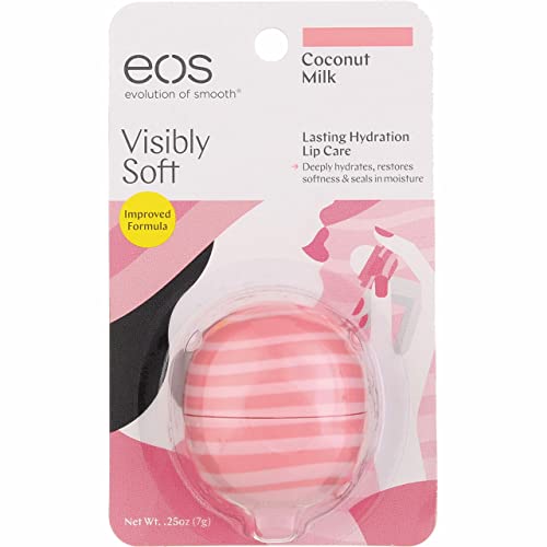 eos Super Soft Shea Sphere Lip Balm - Coconut Milk |Deeply Hydrates and Seals in Moisture | Sustainably-Sourced Ingredients | 0.25 oz