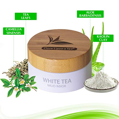 White Tea Mud Mask - 100 ml, Antioxidant Facial Treatment, Smoothes Fine Lines, Wrinkles, Deep Cleanse, Detoxifies Face, Reduce Acne, Skin Moisturizing, Removes Blackheads, Pore Minimizer, Younger Looking Skin