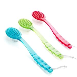 INGVY Dry Brushing Body Brush 1pc Back Body Bath Shower Cleaning Brushes Bath Brush Long Handle Exfoliating Scrub Skin Massager Exfoliation Bathroom Brush (Color : Blue)