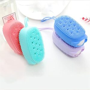 INGVY Dry Brushing Body Brush Non-Toxic Brushes Silicone Body Bath Brush Scrubber Shower Body Shower Brush Baby Showers Washing Massage BrushSoft Exfoliating (Color : Pink)