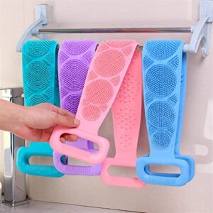 ingvy dry brushing body brush rubbing back mud magic silicone brush bath towels peeling body massage shower extended scrubber skin clean shower brush massage (color : purple)