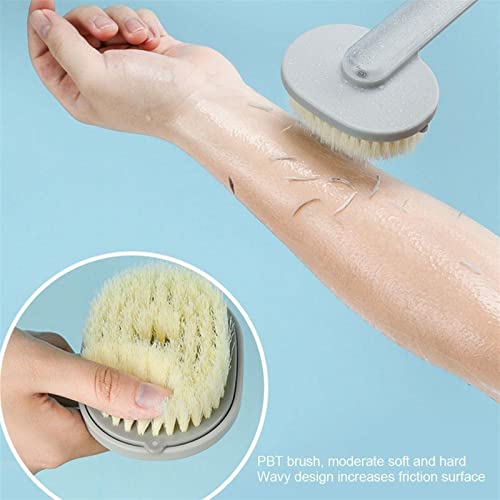 INGVY Dry Brushing Body Brush Long Handle Liquid Bath Brush Bathroom Body Brushes Back Body Bath Shower Sponge Exfoliating Scrub Massager Skin Cleaning Tools (Color : Gray)