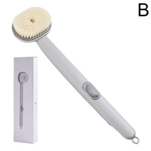 INGVY Dry Brushing Body Brush Long Handle Liquid Bath Brush Bathroom Body Brushes Back Body Bath Shower Sponge Exfoliating Scrub Massager Skin Cleaning Tools (Color : Gray)