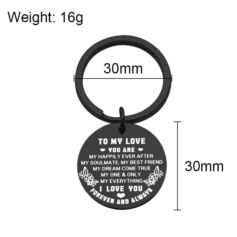 Gift Keychains for Boyfriend Husband Fiance - Wife Girlfriend Gifts for Valantines Day Birthday Anniversary Present for Hubby Wifey BF GF Vday Gifts for Him Her To My Love Black Keychain