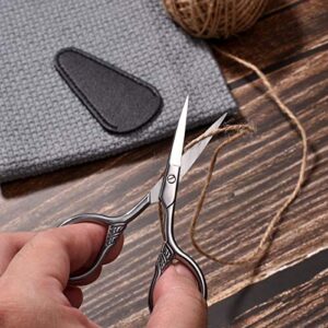 HITOPTY Small Precision Scissors, 3.5inch Stainless Steel Multi-Purpose Vintage Beauty Grooming Kit for Facial Hair, Eyebrow, Eyelash, Beard, Moustache with PU Sheath