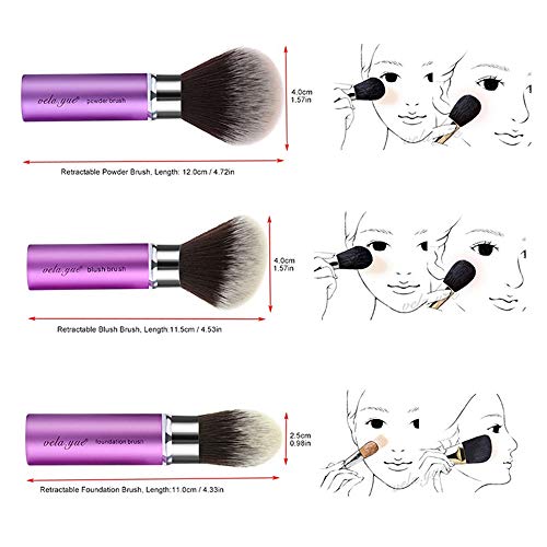 Vela.Yue Retractable Face Kabuki Brush Round Powder Makeup Brushes