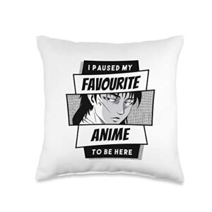 stocking stuffers for teen boys & girls design co i paused my favourite anime to be here throw pillow, 16×16, multicolor