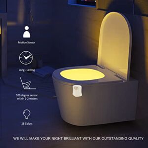 I-pure items 16-Color Toilet Night Light - Motion Activated Detection Bathroom Bowl Lights - Funny Birthday Gifts Idea for Dad, Mom, Men, Women & Kids - Christmas Stocking Stuffers - Cool Gadget