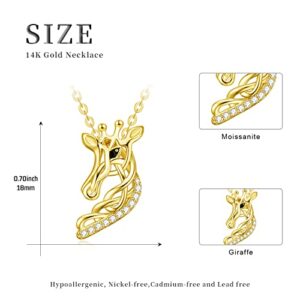 Starsinsky 14K Gold Celtic Knot Giraffe Necklace Pendant Birthday Jewelry Gifts for Women Girlfriend Girls Stocking Stuffers–16+2inch