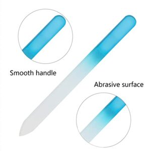 Glass Nail File Glass Nail File With Case Double Sided Etched Surface Files Professionals Glass File Stocking Stuffers For Women Fingernail Polish Removers compatible with Machine (Blue, One Size)