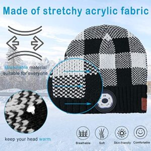 Bluetooth Beanie Hat with LED Light - Winter Music Knit Hats with Wireless Headphones Speaker for Outdoor Camping Running Walking Unique Christmas Stocking Stuffers Birthday for Men Women