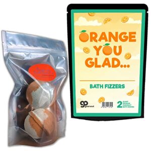 Orange You Glad Bath Fizzers Sweet Personalized Gifts for Kids Customizable Bath Bombs Orange Coconut Scent Cute Stocking Stuffers for Women Dad Joke Gifts