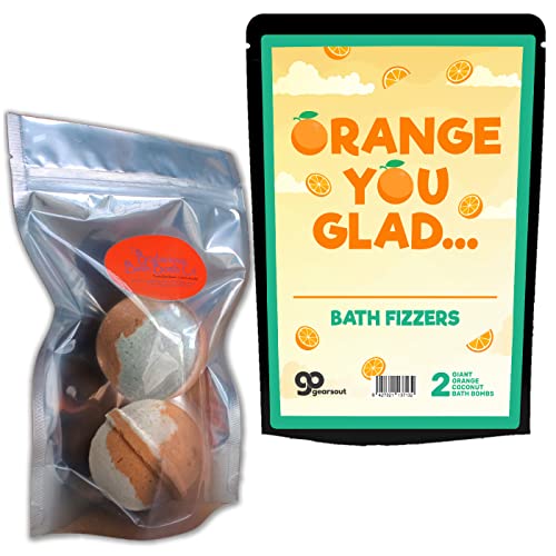 Orange You Glad Bath Fizzers Sweet Personalized Gifts for Kids Customizable Bath Bombs Orange Coconut Scent Cute Stocking Stuffers for Women Dad Joke Gifts