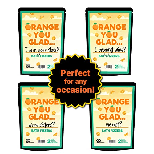 Orange You Glad Bath Fizzers Sweet Personalized Gifts for Kids Customizable Bath Bombs Orange Coconut Scent Cute Stocking Stuffers for Women Dad Joke Gifts