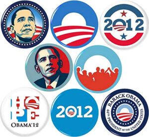 barack obama set of 8 new 1″ inch (25 mm) pins button badge 2008 2012 president stocking stuffer