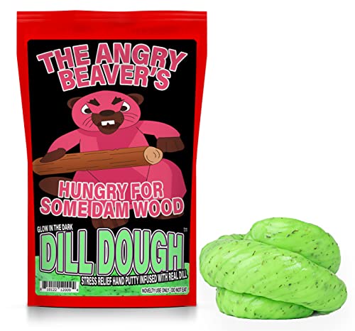 Angry Beaver Stress Relief Putty - Glow in The Dark Dill Dough - Funny Gag Gift for Women - Fun Stress Toy for Adults, Fidget Putty Stocking Stuffers, Relaxing Gift Baskets