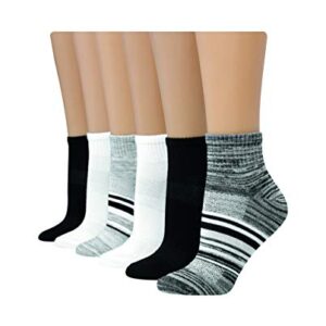 Hanes womens Hanes Women's 6-pair Lightweight Breathable Ventilation Ankle fashion liner socks, Black/Grey, 5 9 US