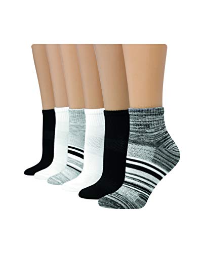 Hanes womens Hanes Women's 6-pair Lightweight Breathable Ventilation Ankle fashion liner socks, Black/Grey, 5 9 US