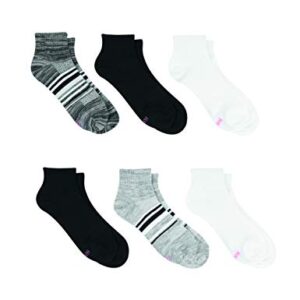 Hanes womens Hanes Women's 6-pair Lightweight Breathable Ventilation Ankle fashion liner socks, Black/Grey, 5 9 US