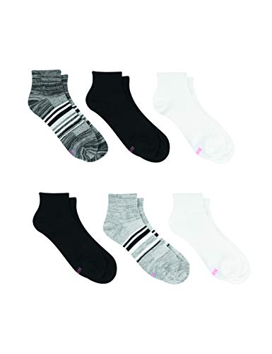 Hanes womens Hanes Women's 6-pair Lightweight Breathable Ventilation Ankle fashion liner socks, Black/Grey, 5 9 US