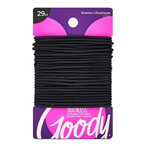 goody ouchless womens elastic hair tie – 29 count, black – 2mm for fine to medium hair – pain-free hair accessories for women perfect for long lasting braids, ponytails and more