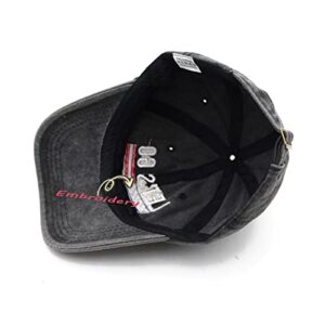 CooKuuEud Embroidered Washed Baseball Cap Men's and Women's Fashion hat Gift (Black1)