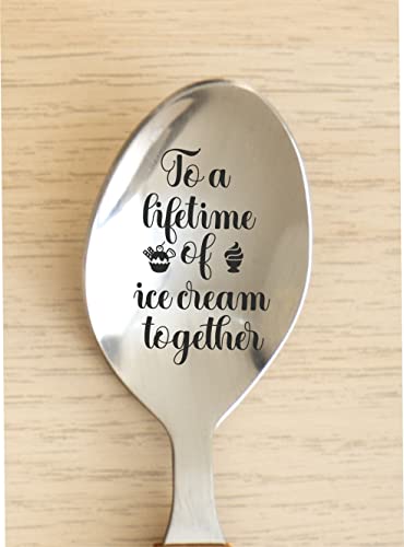 Weefair Ice Cream - Engraved Spoon Gift for Husband, Wife | Him, Her Birthday Anniversary Christmas Stocking Stuffer Lovers Dessert -7 Inches, Silver, WFR_LIFE-ICE21