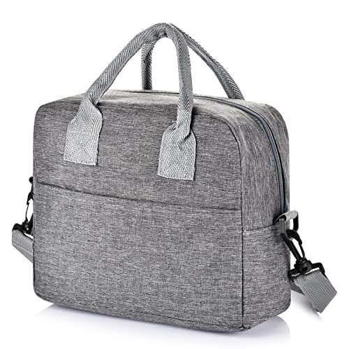 Lunch Bag for Women, stocking stuffers,Insulated Lunch Box Bag for Men,lunch bag with shoulder strap, Lunch Tote Bag for Women,Thermos lunch bag，Simple modern lunch bag，cooler lunch bag(Grey)