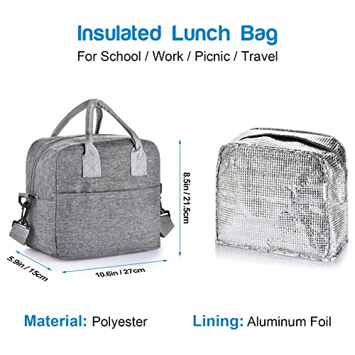 Lunch Bag for Women, stocking stuffers,Insulated Lunch Box Bag for Men,lunch bag with shoulder strap, Lunch Tote Bag for Women,Thermos lunch bag，Simple modern lunch bag，cooler lunch bag(Grey)