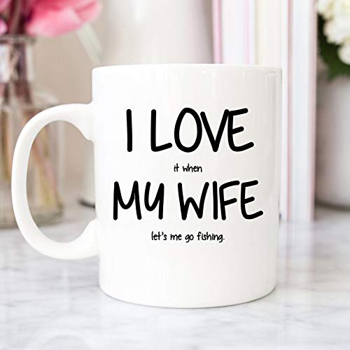 Micha - I Love It When My Wife Let's Me Go Fishing Mug Fishing Gifts Funny Fishing Mug Fishing Fisherman Gifts Coffee Mug Gifts For Him Stocking Stuffer For Men Fishing Mugs