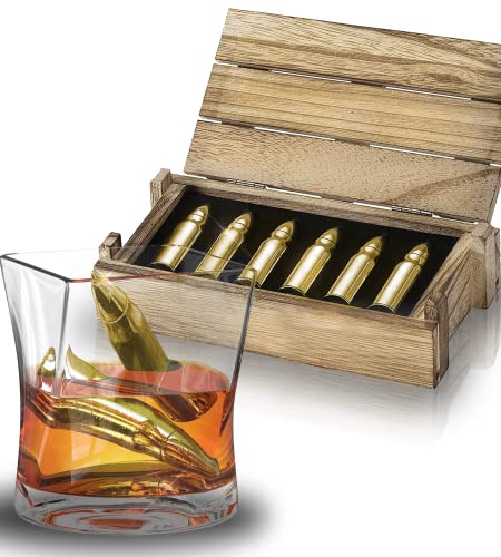 Metal Whiskey Stones - Valentines Day Gift for Him | 6 Steel Whiskey Rocks | Metal Ice Cubes to Chill Bourbon, Scotch in Your Whisky Glass - Cool Whiskey Gifts for Men, Boyfriend Valentines Day Gift