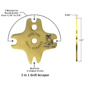 Standard Stainless Grill Scraper with Handle, and Additional Standard Brass and Universal Stainless Steel Grill Scraper Combo - Men Stocking Stuffer