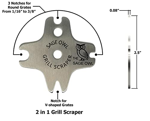 Standard Stainless Grill Scraper with Handle, and Additional Standard Brass and Universal Stainless Steel Grill Scraper Combo - Men Stocking Stuffer