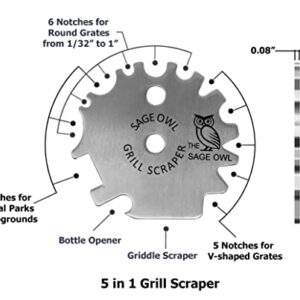 Standard Stainless Grill Scraper with Handle, and Additional Standard Brass and Universal Stainless Steel Grill Scraper Combo - Men Stocking Stuffer