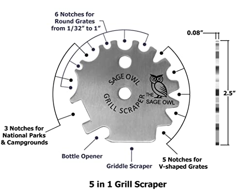 Standard Stainless Grill Scraper with Handle, and Additional Standard Brass and Universal Stainless Steel Grill Scraper Combo - Men Stocking Stuffer