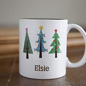 Personalized Coffee Mug with Name 11 oz, Custom Cup for Men and Women Best Friends (Christmas Tree Elsie Design) - Stocking Stuffers