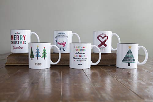 Personalized Coffee Mug with Name 11 oz, Custom Cup for Men and Women Best Friends (Christmas Tree Elsie Design) - Stocking Stuffers