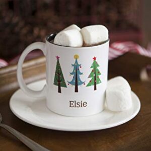 Personalized Coffee Mug with Name 11 oz, Custom Cup for Men and Women Best Friends (Christmas Tree Elsie Design) - Stocking Stuffers