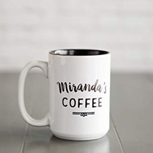 Personalized Coffee Mug with Name 15 oz, Custom Cup for Men and Women Best Friends (Miranda’s Coffee Design) - Perfect Christmas Present, Stocking Stuffers for Her