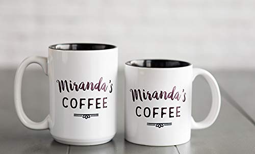 Personalized Coffee Mug with Name 15 oz, Custom Cup for Men and Women Best Friends (Miranda’s Coffee Design) - Perfect Christmas Present, Stocking Stuffers for Her