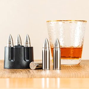 BhYa Christmas Stocking Stuffer Gifts for Men Whiskey StonesRocks Big Wine Chiller Bullets 6Pcs Reusable Chilling Ice Cubes for Beverage Freezer Gadgets