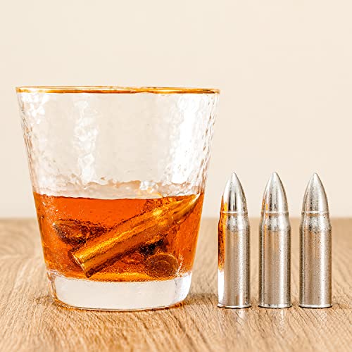 BhYa Christmas Stocking Stuffer Gifts for Men Whiskey StonesRocks Big Wine Chiller Bullets 6Pcs Reusable Chilling Ice Cubes for Beverage Freezer Gadgets