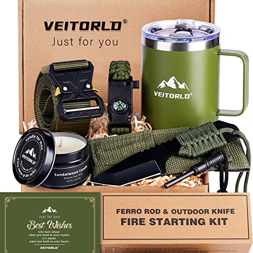 Veitorld Gifts Box for Men, Gifts Set for Man, Cool Birthday Gifts for Him Brother Guys Boyfriend Husband from Wife, Dad from Daughter Son, Unique Stocking Stuffers, Outdoor Camping Presents