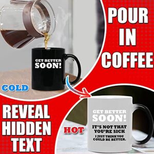 GR8AM Text Revealing Tea Cup 16oz - Get Better Soon - Funny Coffee Mug for Men & Cute Coffee Cups for Women. Best Big Coffee Cups for Stocking Stuffers or Cute Gifts for Women