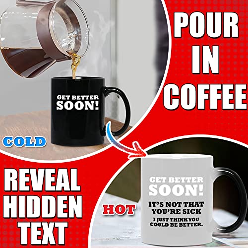 GR8AM Text Revealing Tea Cup 16oz - Get Better Soon - Funny Coffee Mug for Men & Cute Coffee Cups for Women. Best Big Coffee Cups for Stocking Stuffers or Cute Gifts for Women