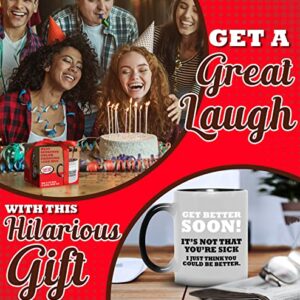 GR8AM Text Revealing Tea Cup 16oz - Get Better Soon - Funny Coffee Mug for Men & Cute Coffee Cups for Women. Best Big Coffee Cups for Stocking Stuffers or Cute Gifts for Women