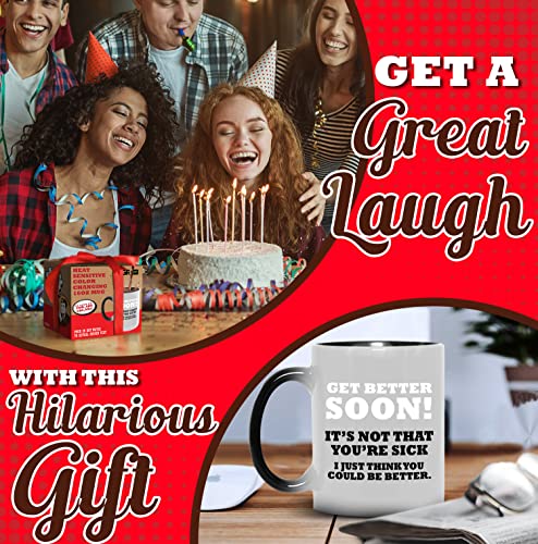 GR8AM Text Revealing Tea Cup 16oz - Get Better Soon - Funny Coffee Mug for Men & Cute Coffee Cups for Women. Best Big Coffee Cups for Stocking Stuffers or Cute Gifts for Women