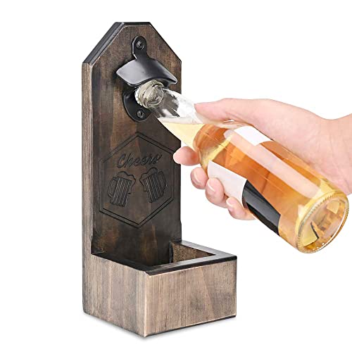 Beer Bottle Opener Wall Mounted, Unique Birthday Retirement Gifts for Men, Cool Beer Gifts for Men Who Have Everything, Christmas Stocking Stuffer for Him